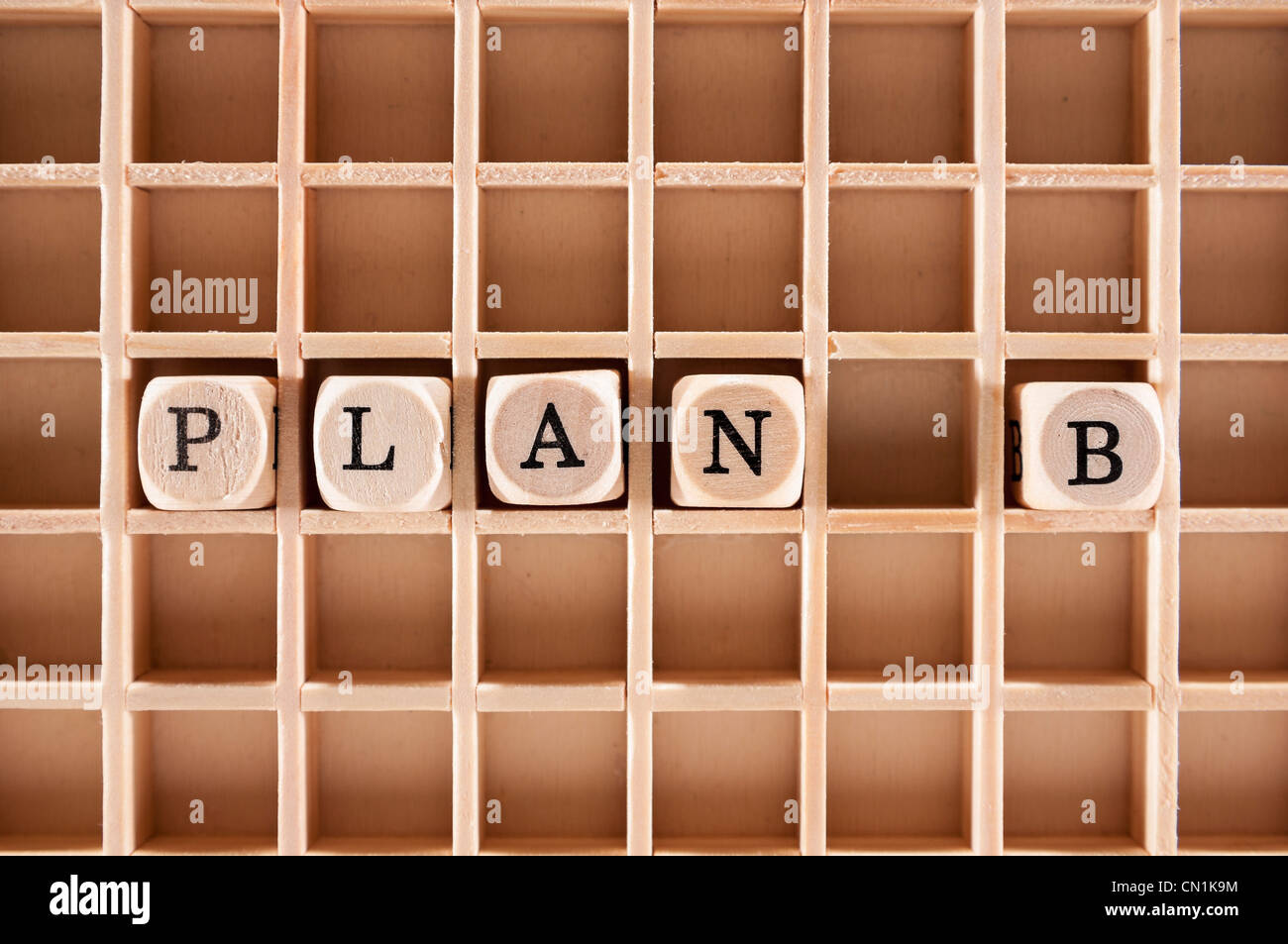 Plan B word construction with letter blocks / cubes and a shallow depth ...