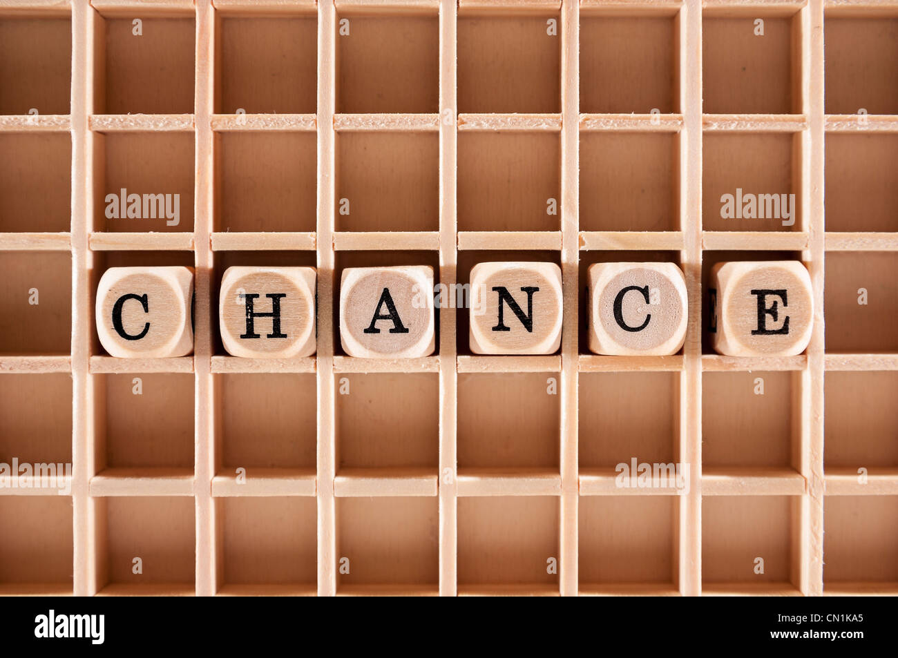 Chance word construction with letter blocks / cubes and a shallow depth ...