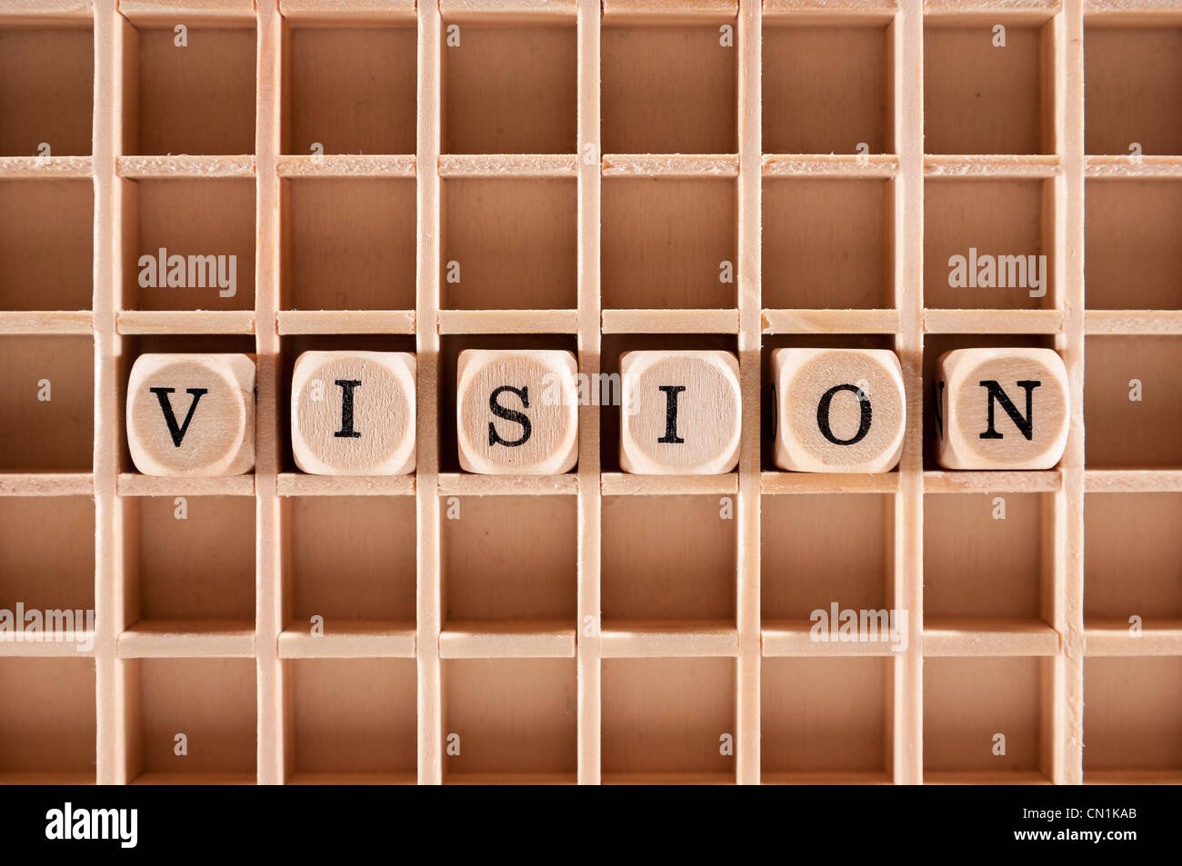 Vision word construction with letter blocks / cubes and a shallow depth ...