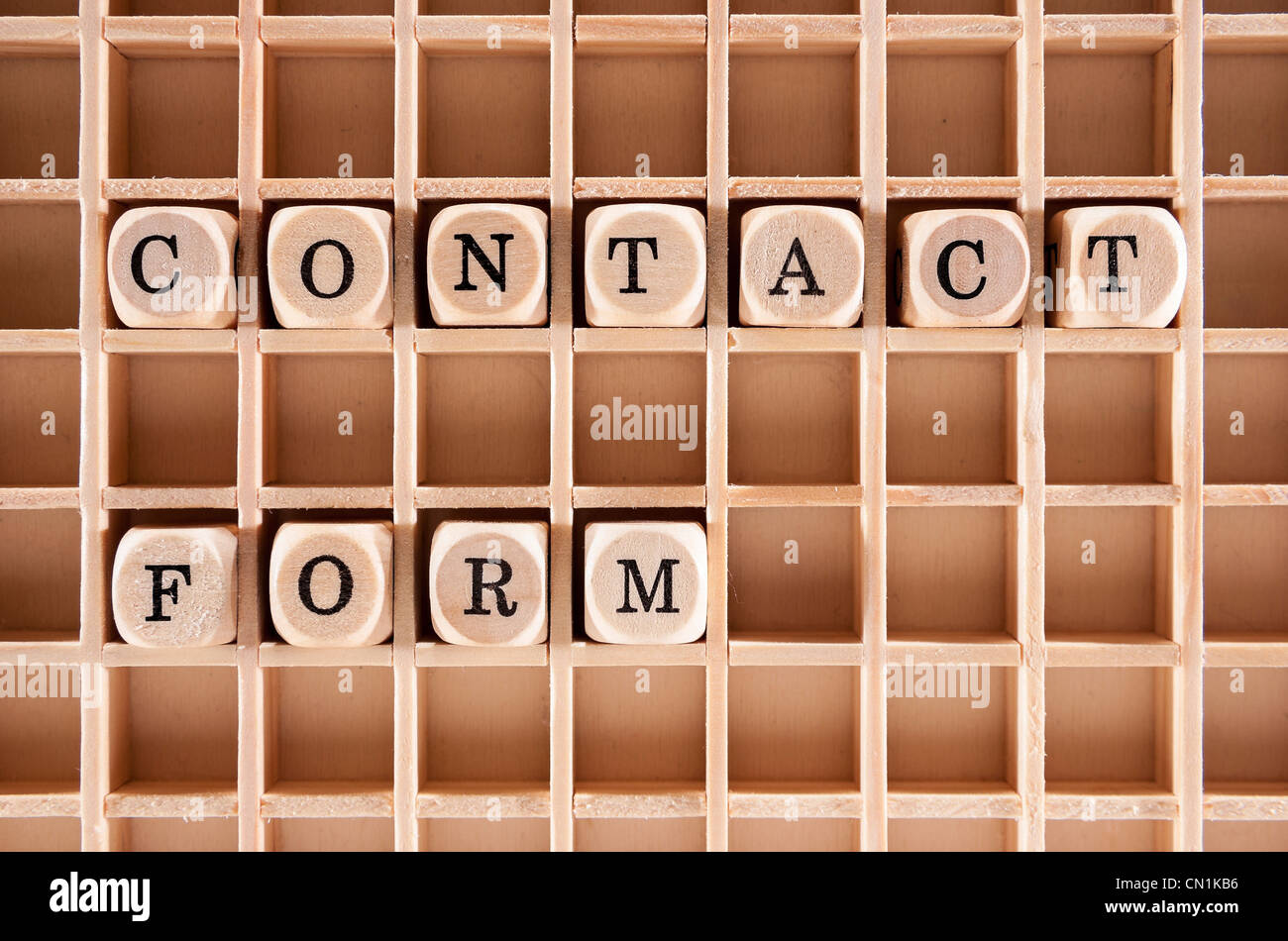 Contact form words construction with letter blocks / cubes and a ...