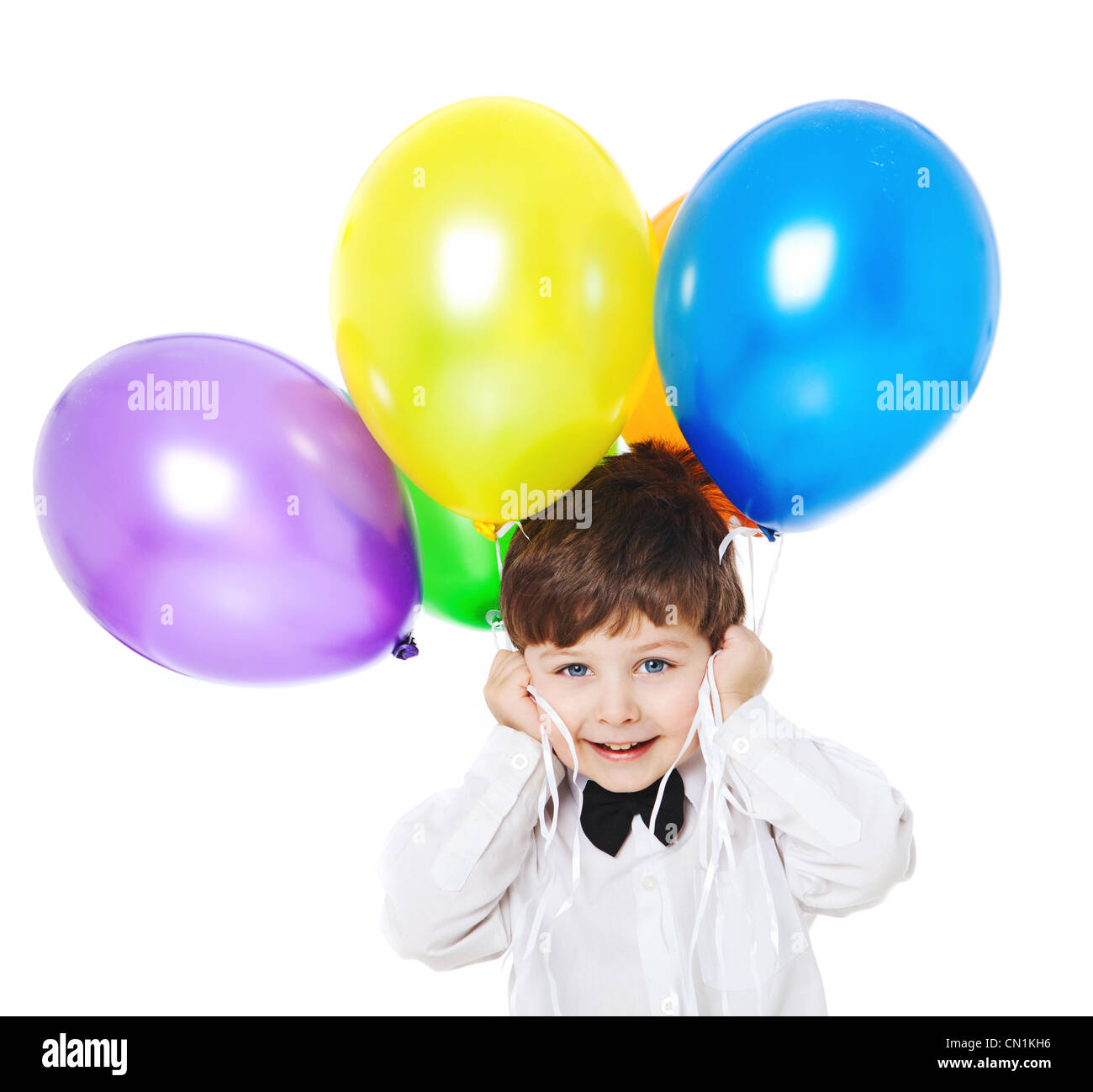 cute little boy with balloons isolated on white Stock Photo - Alamy