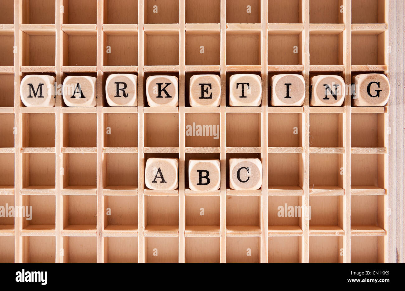 Marketing ABC word construction with letter blocks / cubes and a ...