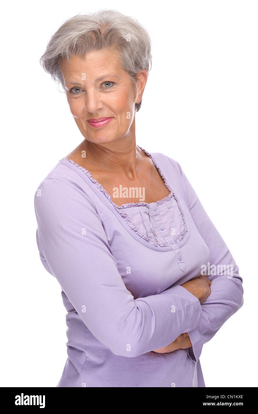 Full isolated portrait of a beautiful and happy senior woman Stock ...