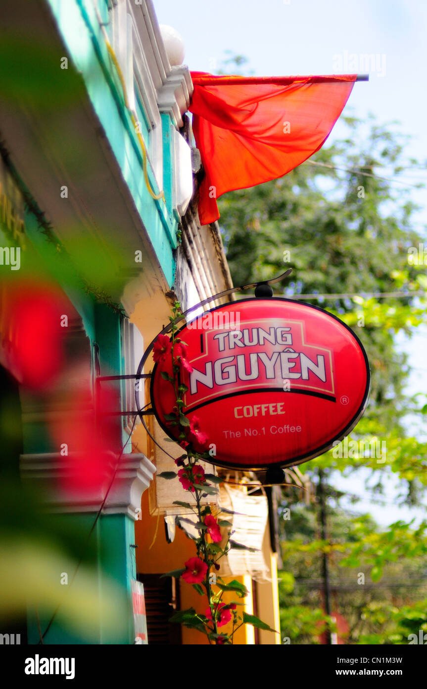 Sign for Trung Nguyen Coffee on side of Vietnamese coffee shop Stock ...