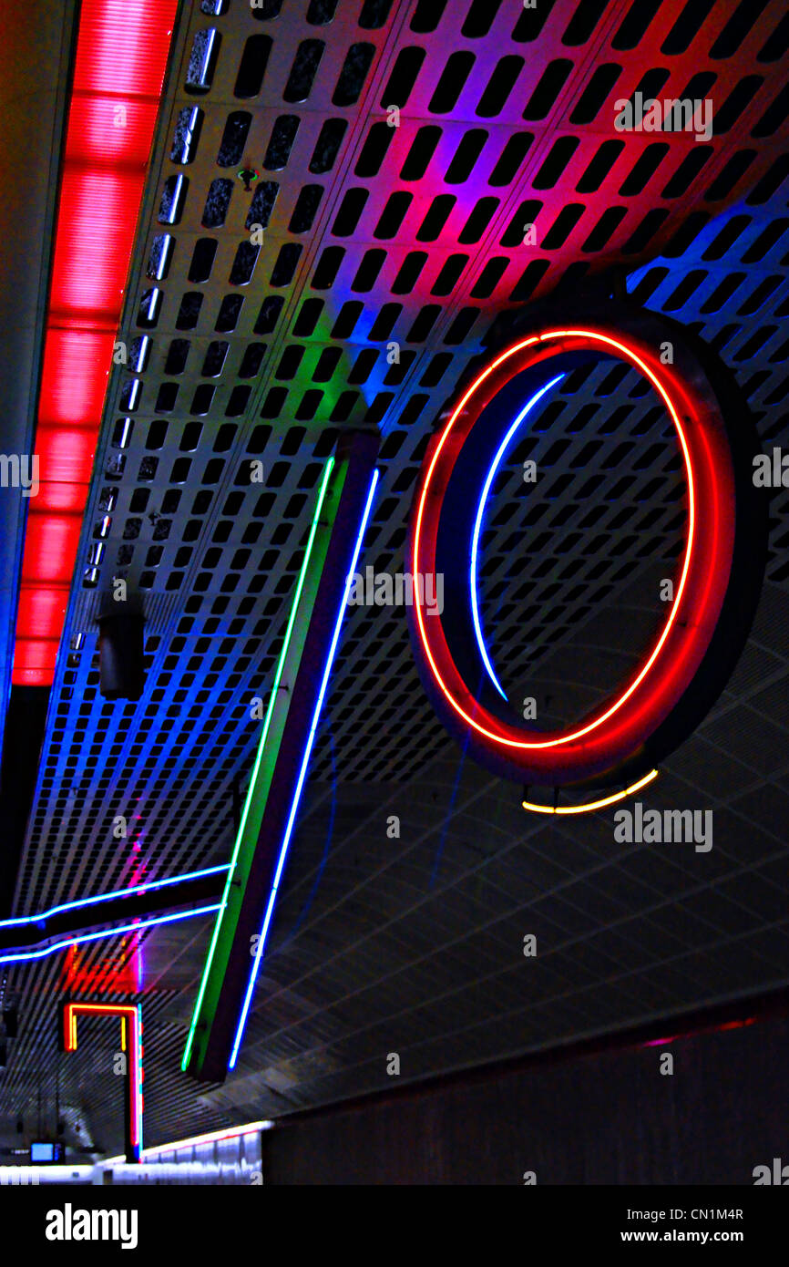 Neon Art, Pershing Square Metro Station, Los Angeles, California Stock ...