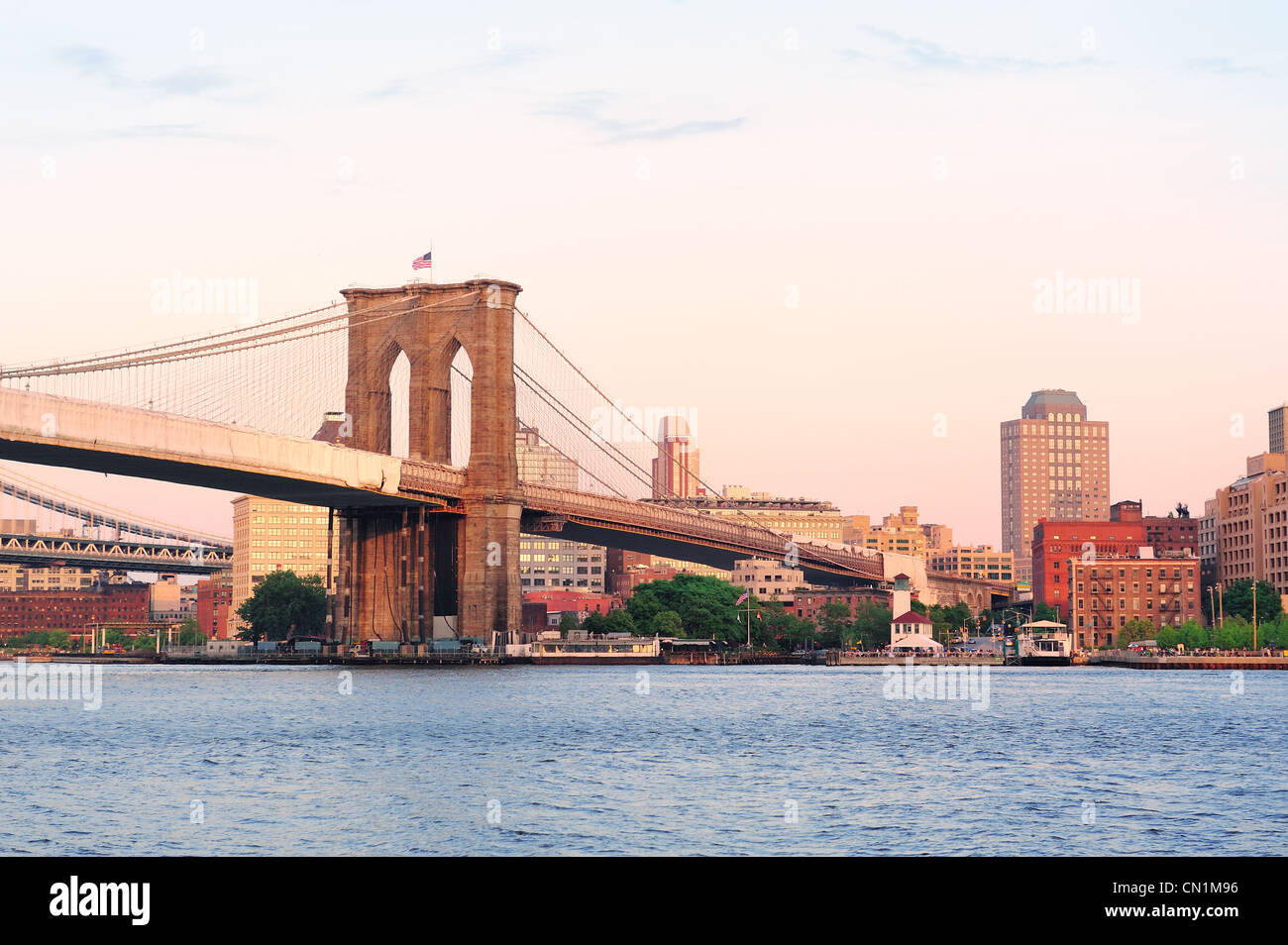 Brooklyn Bridge over East River viewed from New York City Lower ...