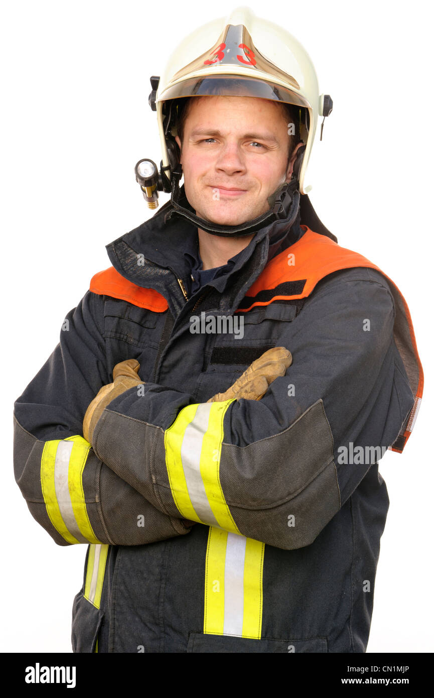 Firefighter black truck smiling hi-res stock photography and images - Alamy