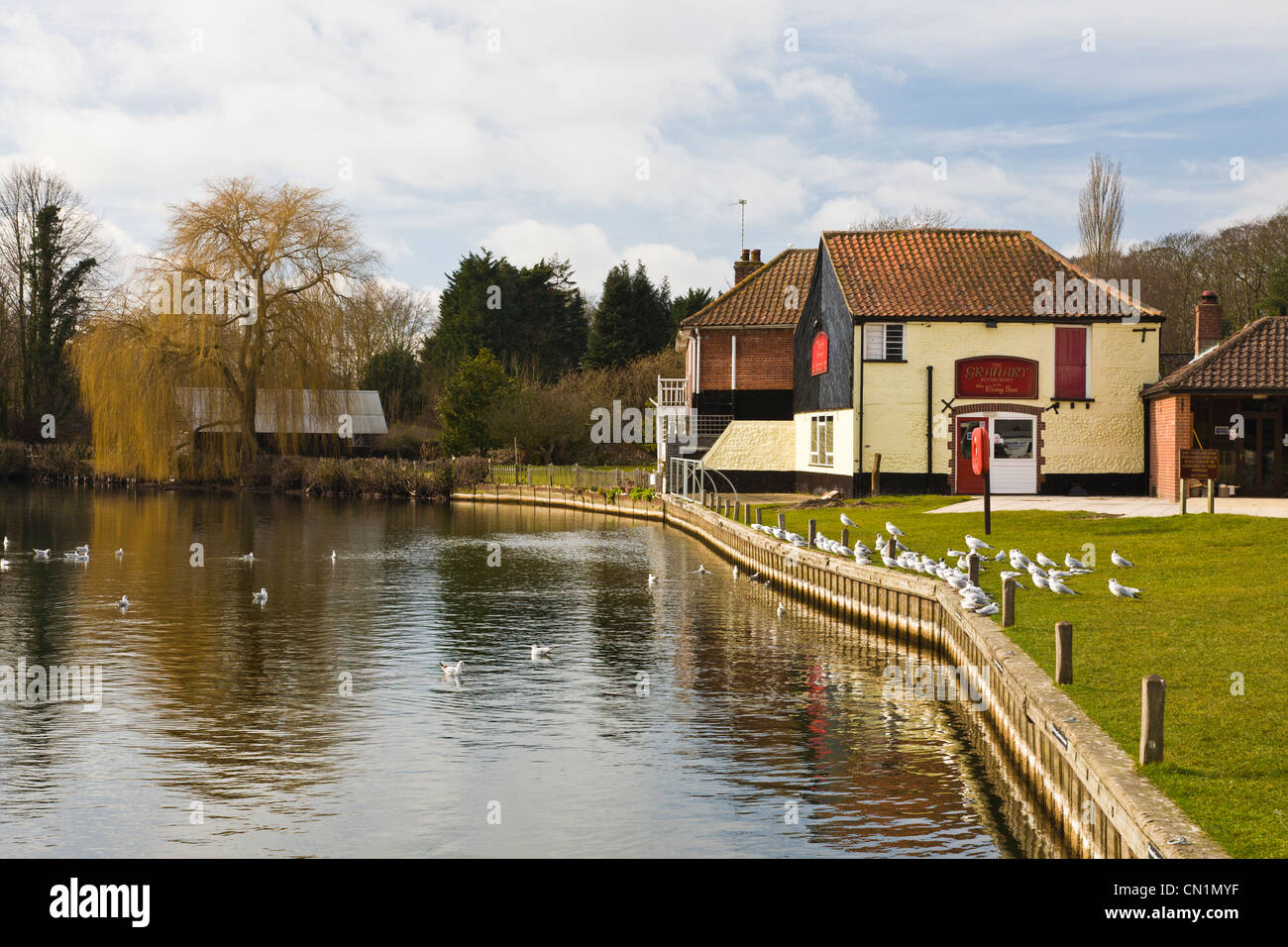 The Granary Restaurant at Coltishall staithe, beside the River Bure ...