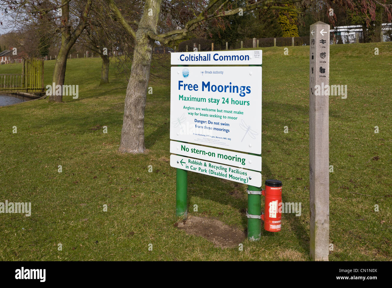 Coltishall Common mooring information board. Norfolk, UK Stock Photo ...