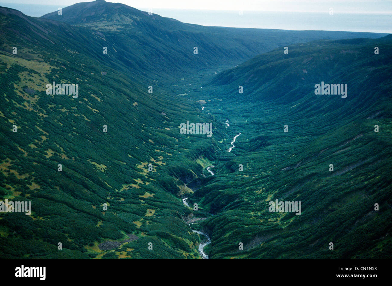 Kamchatka Russia Aerial View Of River Valley Stock Photo - Alamy