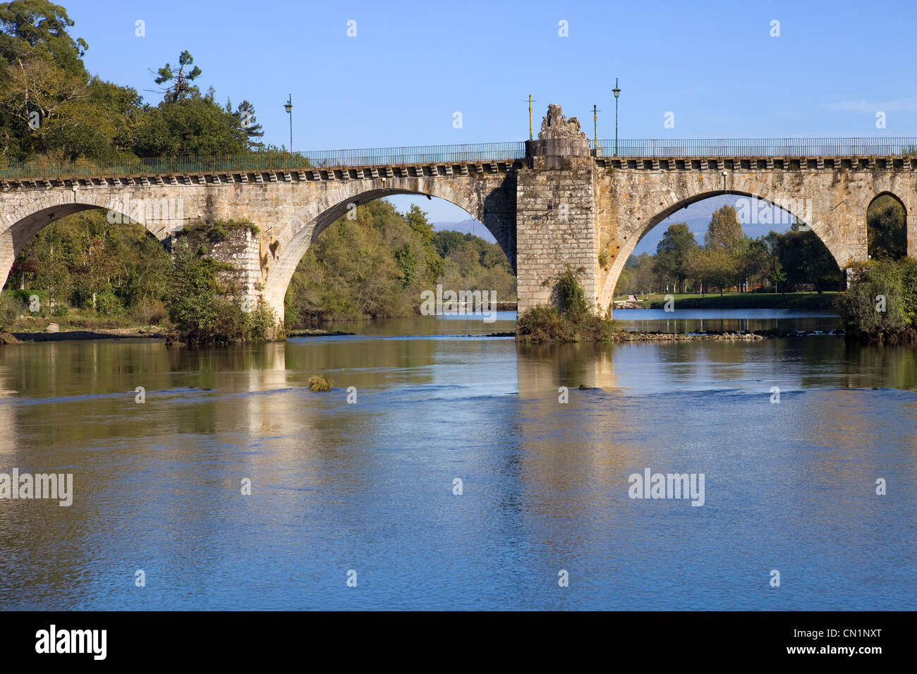 ancient roman bridge of Ponte da Barca in the north of Portugal Stock ...
