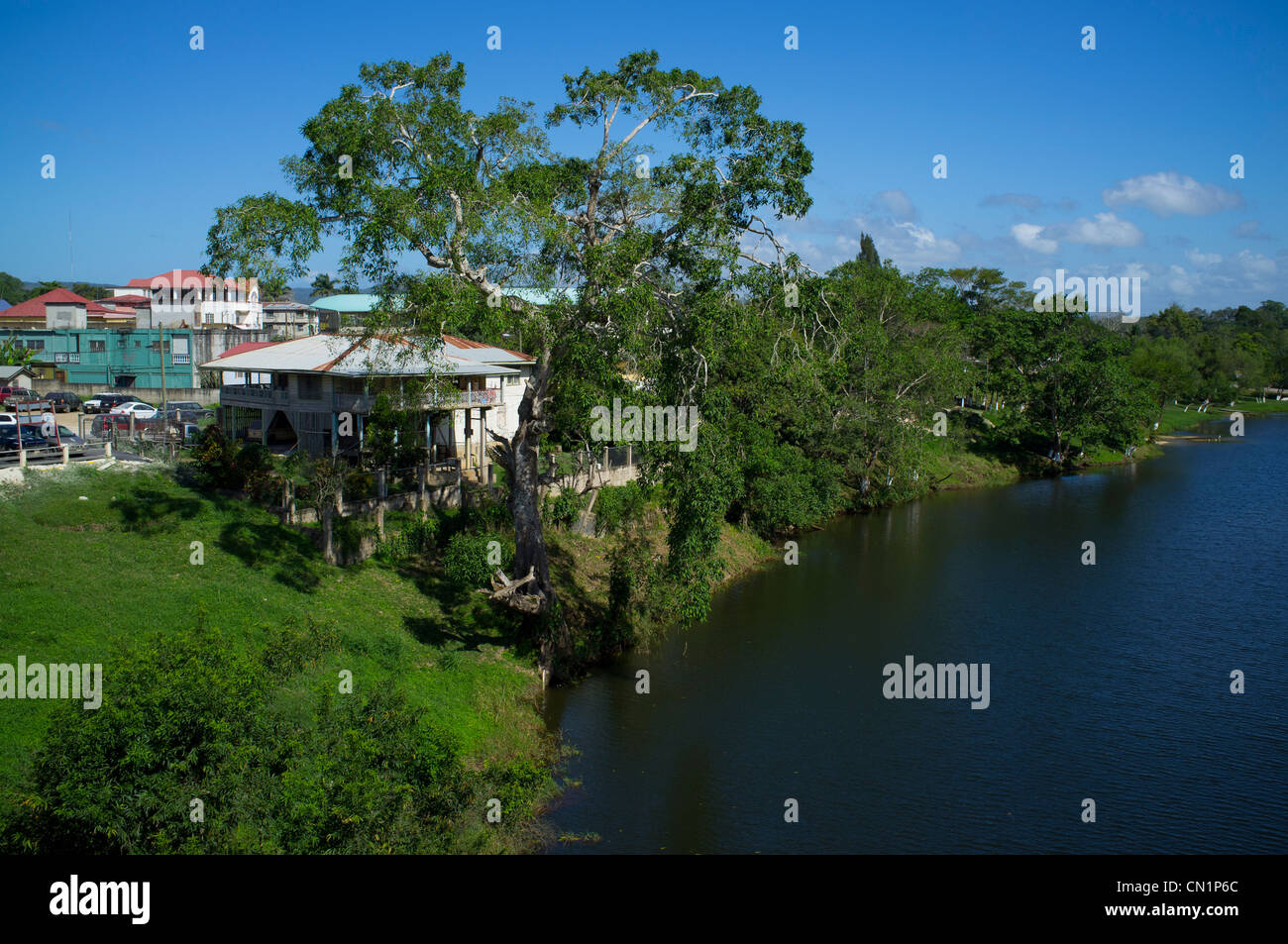 The Mopan River flowing past the town of San Ignacio in the Cayo ...