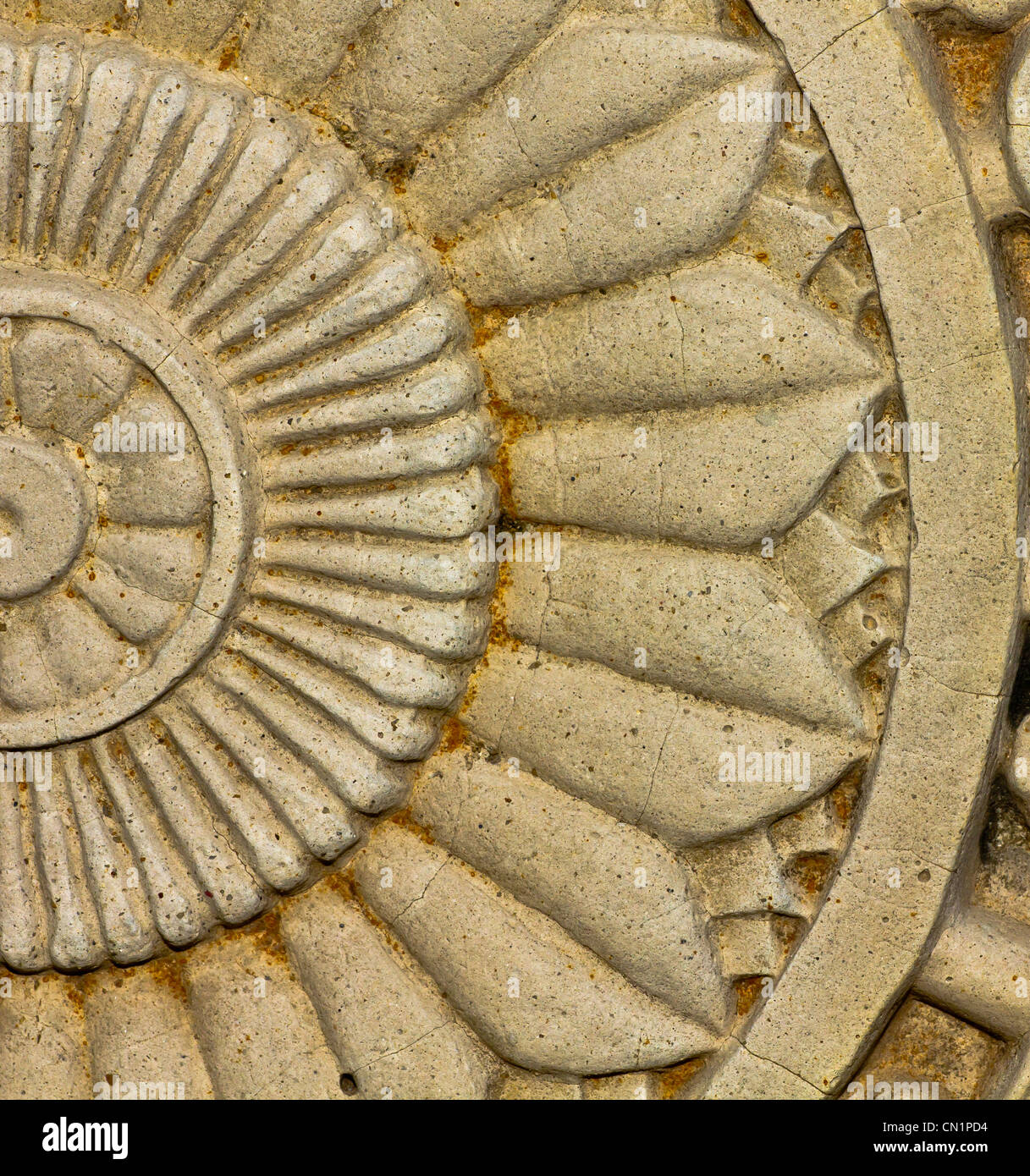 Native art carved on the wall in the temple Stock Photo - Alamy