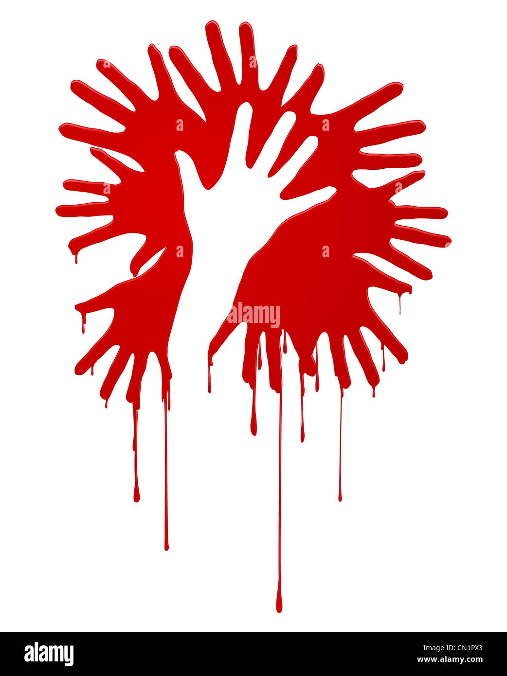 Abstract bloody hands. Illustration on white background Stock Photo - Alamy