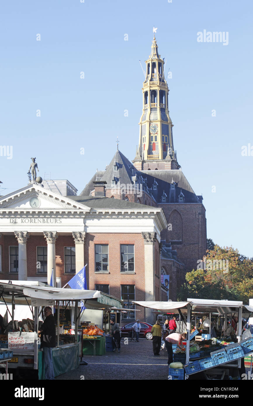 Netherlands Groningen Fish Market Aa Kerk Church Stock Photo - Alamy