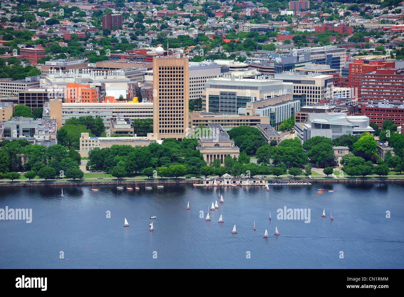 Boston city aerial view with urban buildings Stock Photo - Alamy