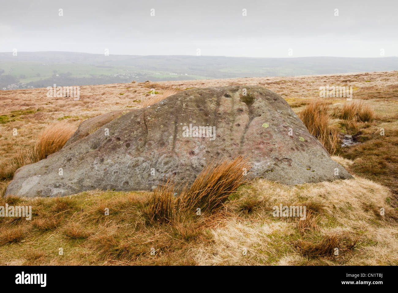The Badger Stone on Ilkley moor, an ancient millstone grit megalith ...