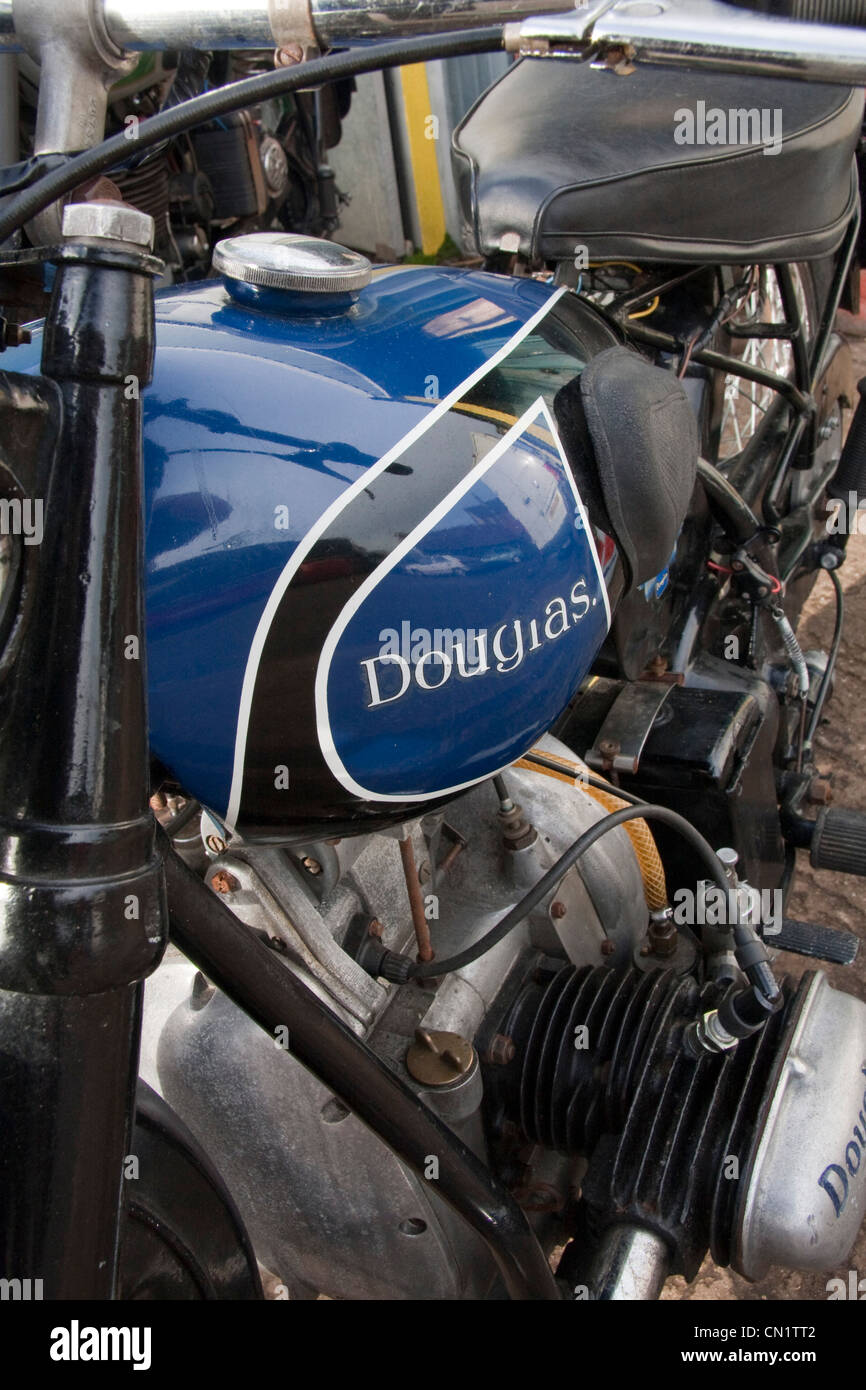 Douglas vintage motorcycle in blue livery on show at Framlingham dealer ...