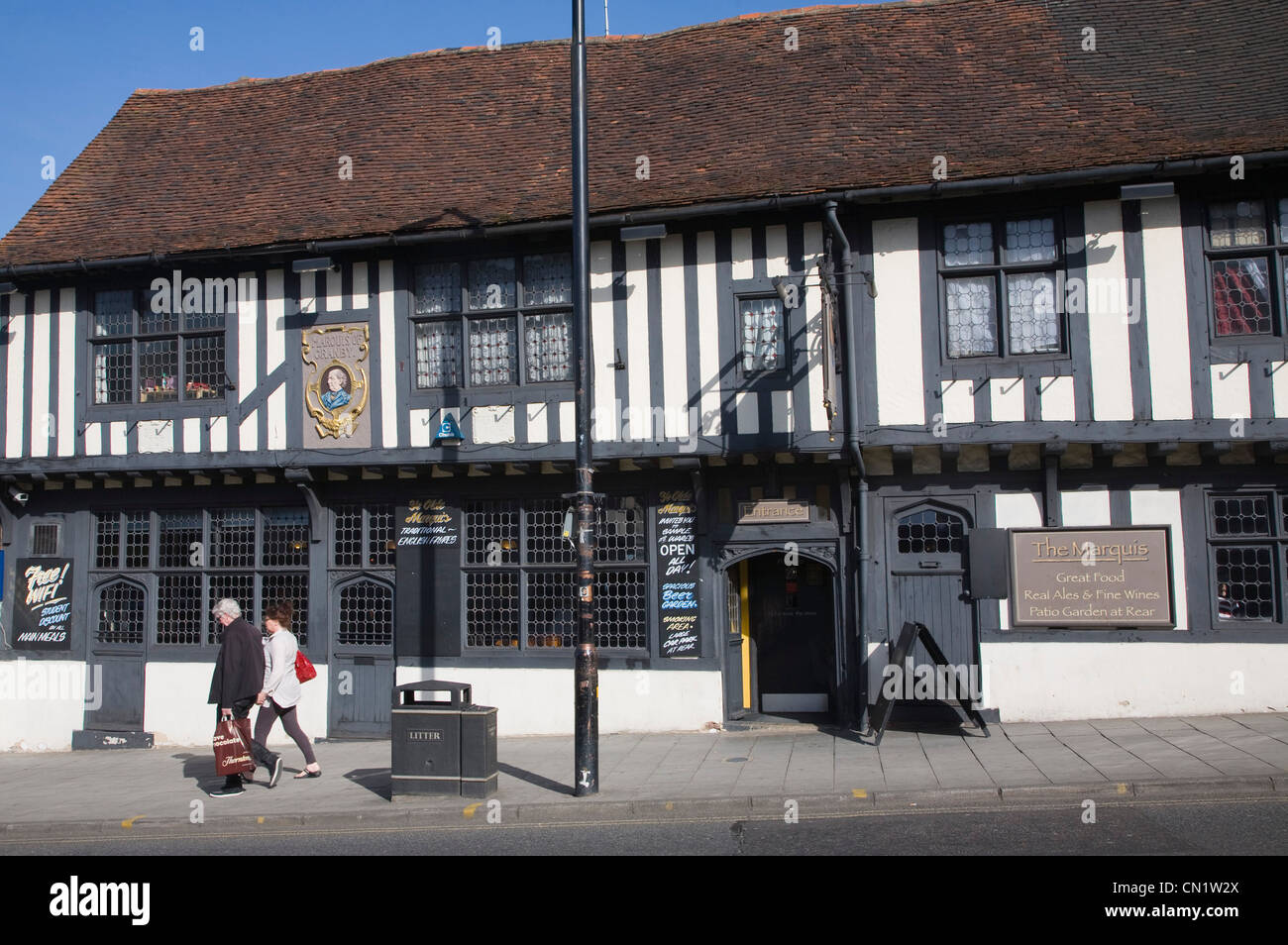 Colchester public house half timbered historic building hi-res stock ...
