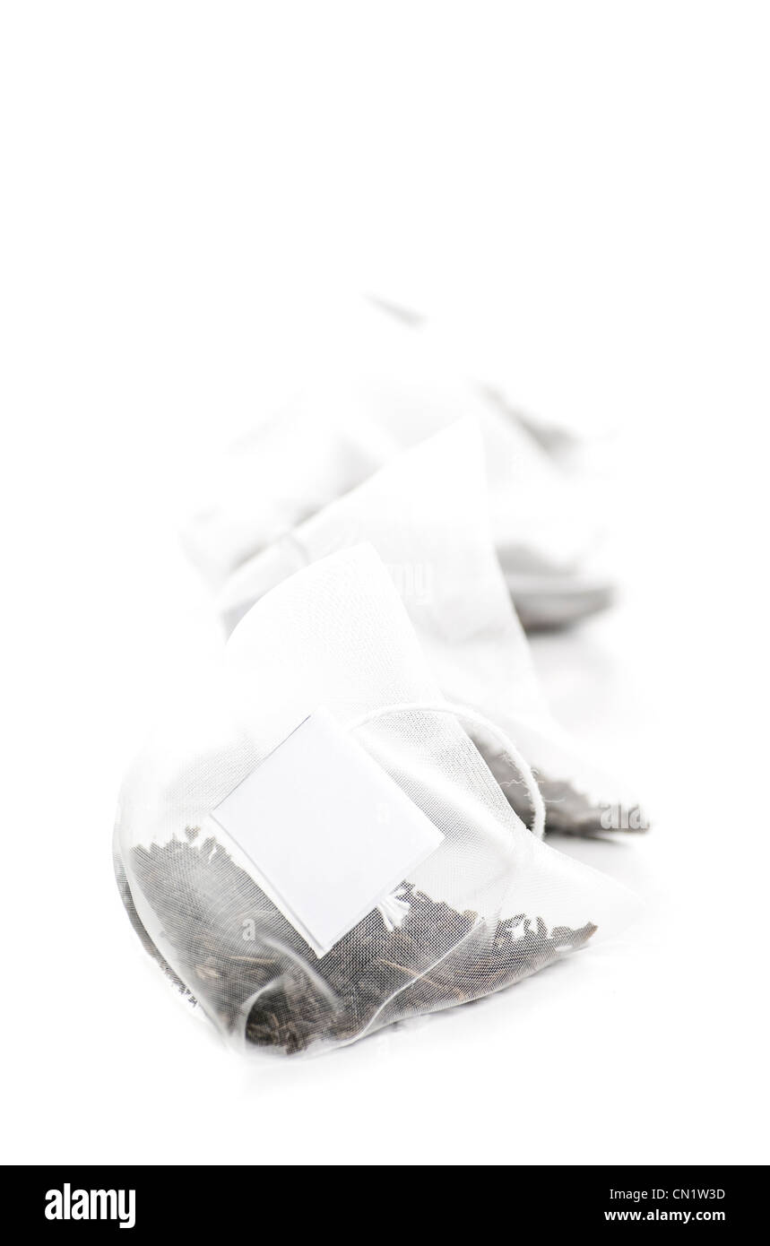 Tea bags isolated on a white background Stock Photo - Alamy