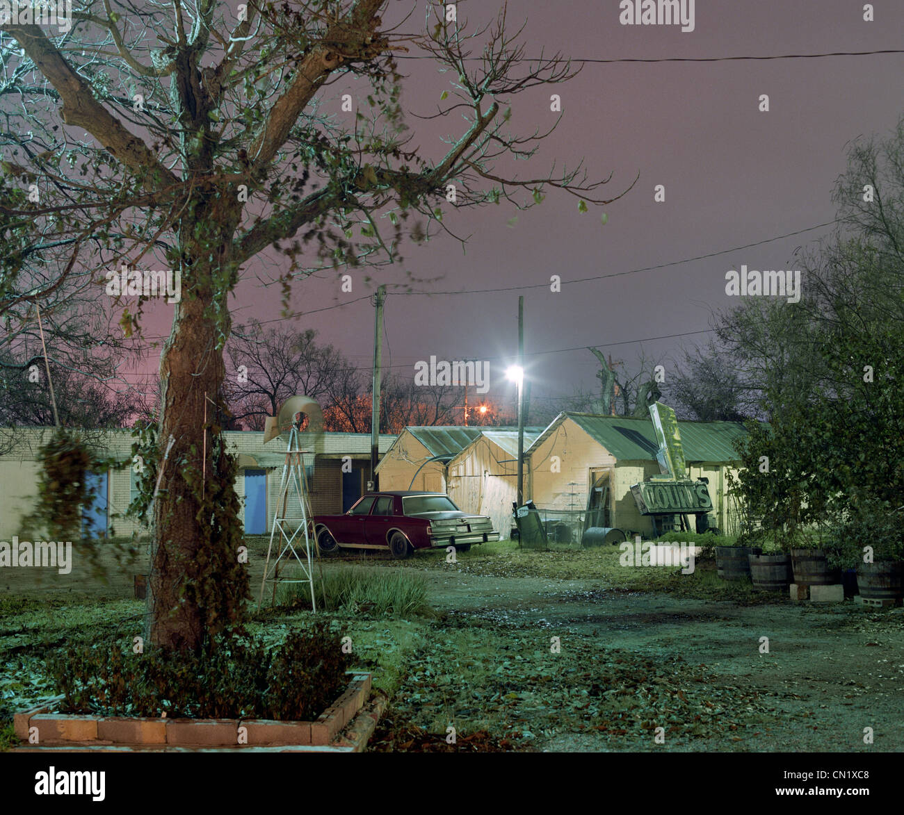 Car outside hut at dusk, Texas, USA Stock Photo - Alamy