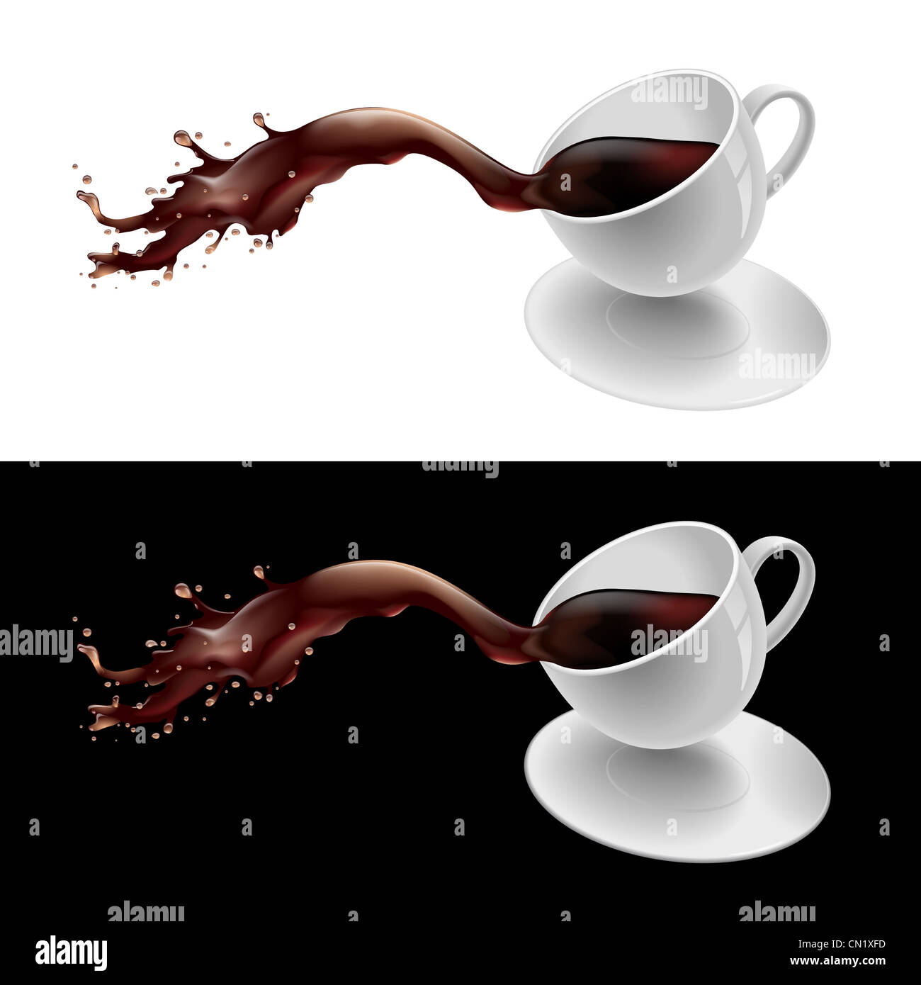illustration of coffee splashing out of a mug Stock Photo - Alamy
