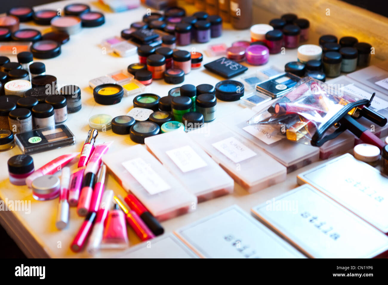 A collection of makeup on a counter Stock Photo - Alamy