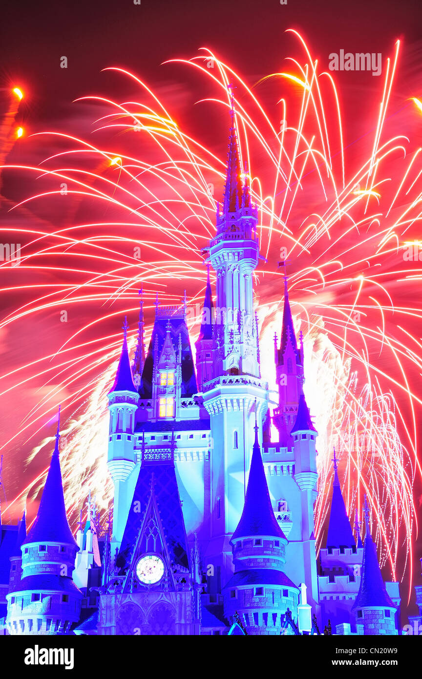 Disney Magic Kingdom fireworks show Stock Photo - Alamy