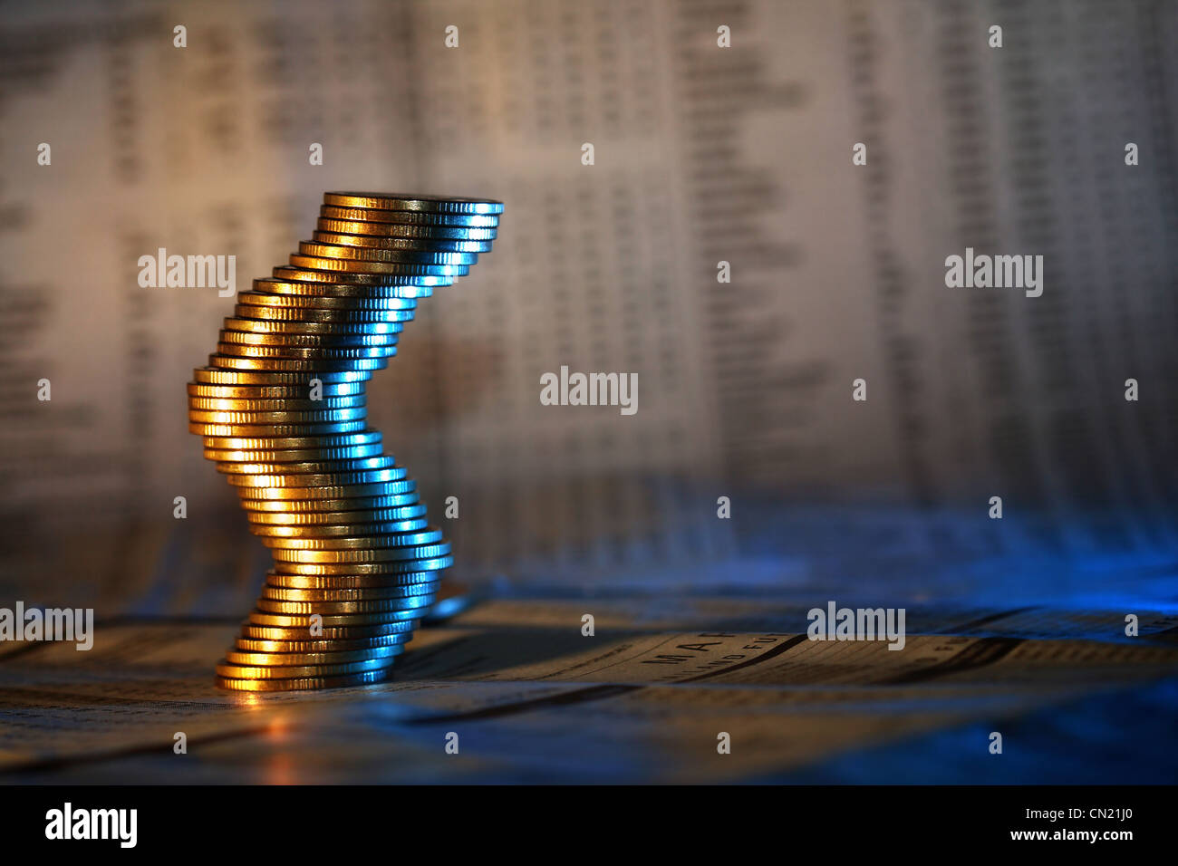 Gold coin unstable heap shape Stock Photo - Alamy