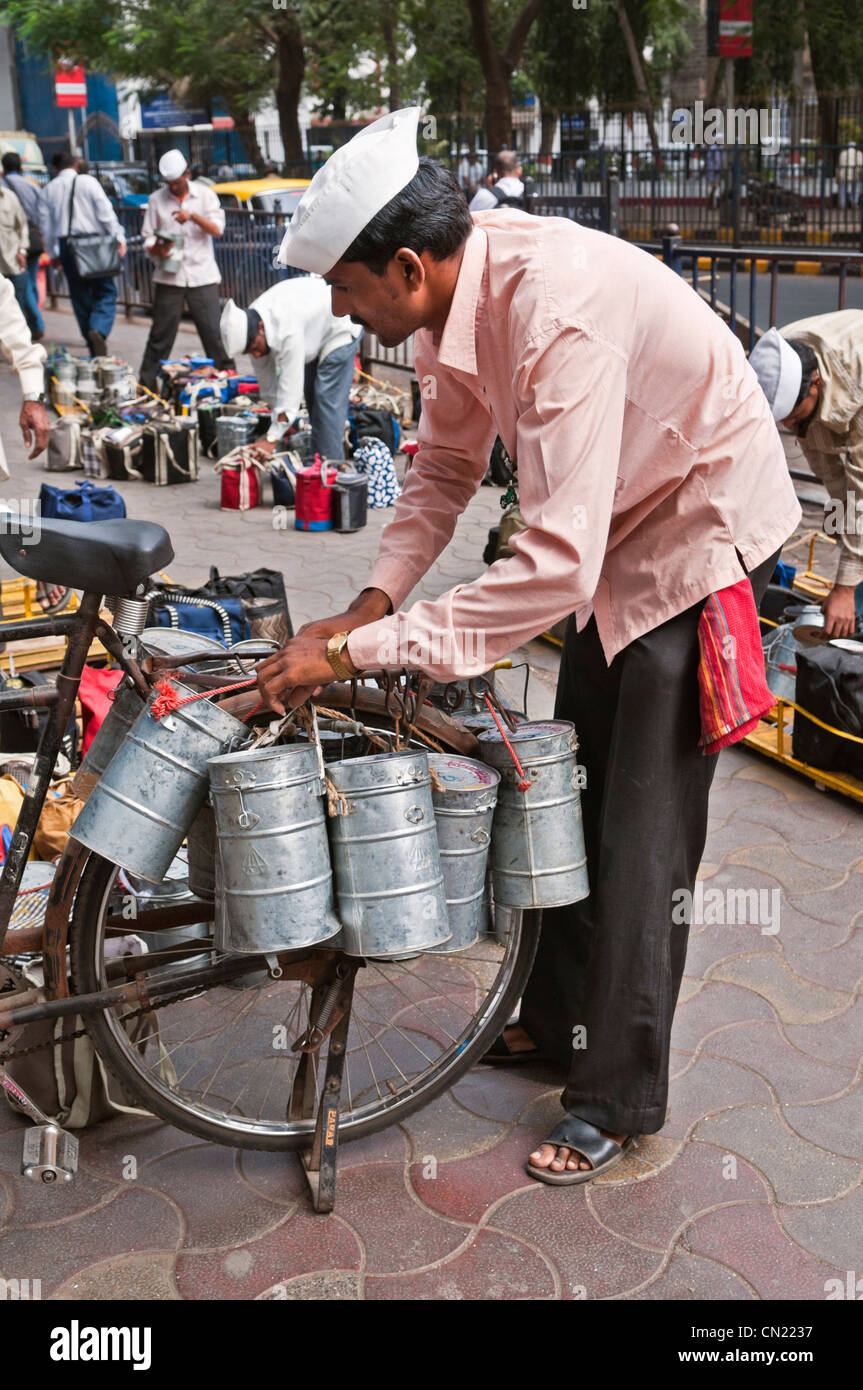 Dabbawalas at work Churchgate Station Mumbai Bombay India Stock Photo ...