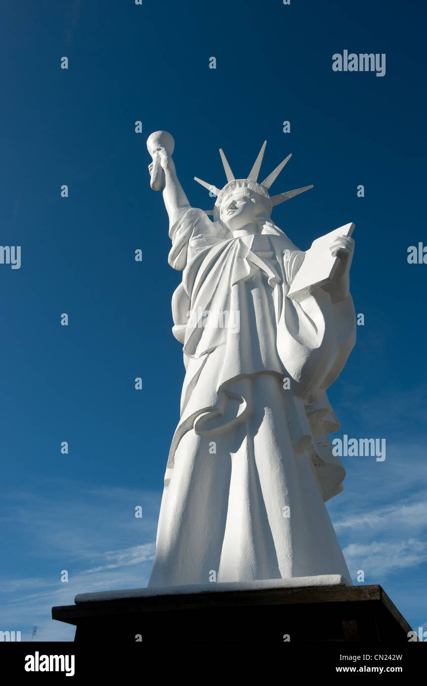 France, Morbihan, Gourin, the Statue of Liberty replica on the central ...