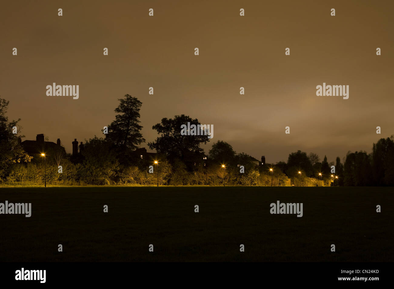 Street lights and path at night Stock Photo - Alamy