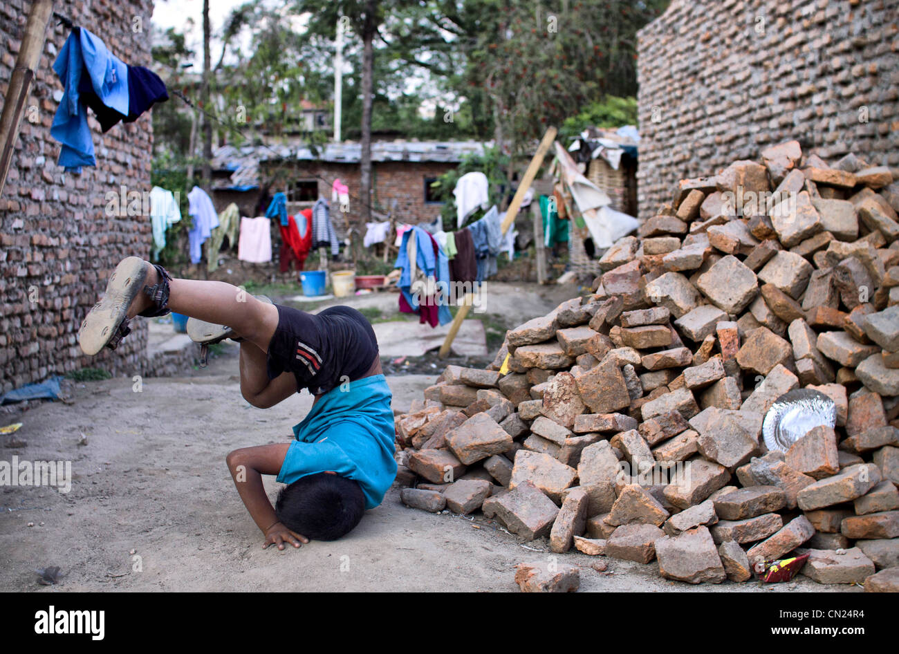 kid, child, children, kids in Thapathali slum, Katmandu, Nepal, April ...