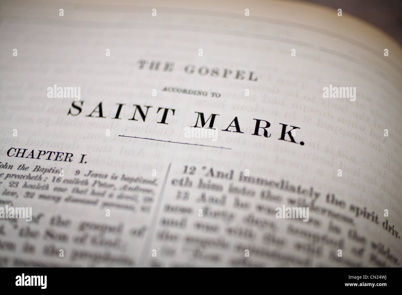 Saint Mark Bible heading Stock Photo - Alamy