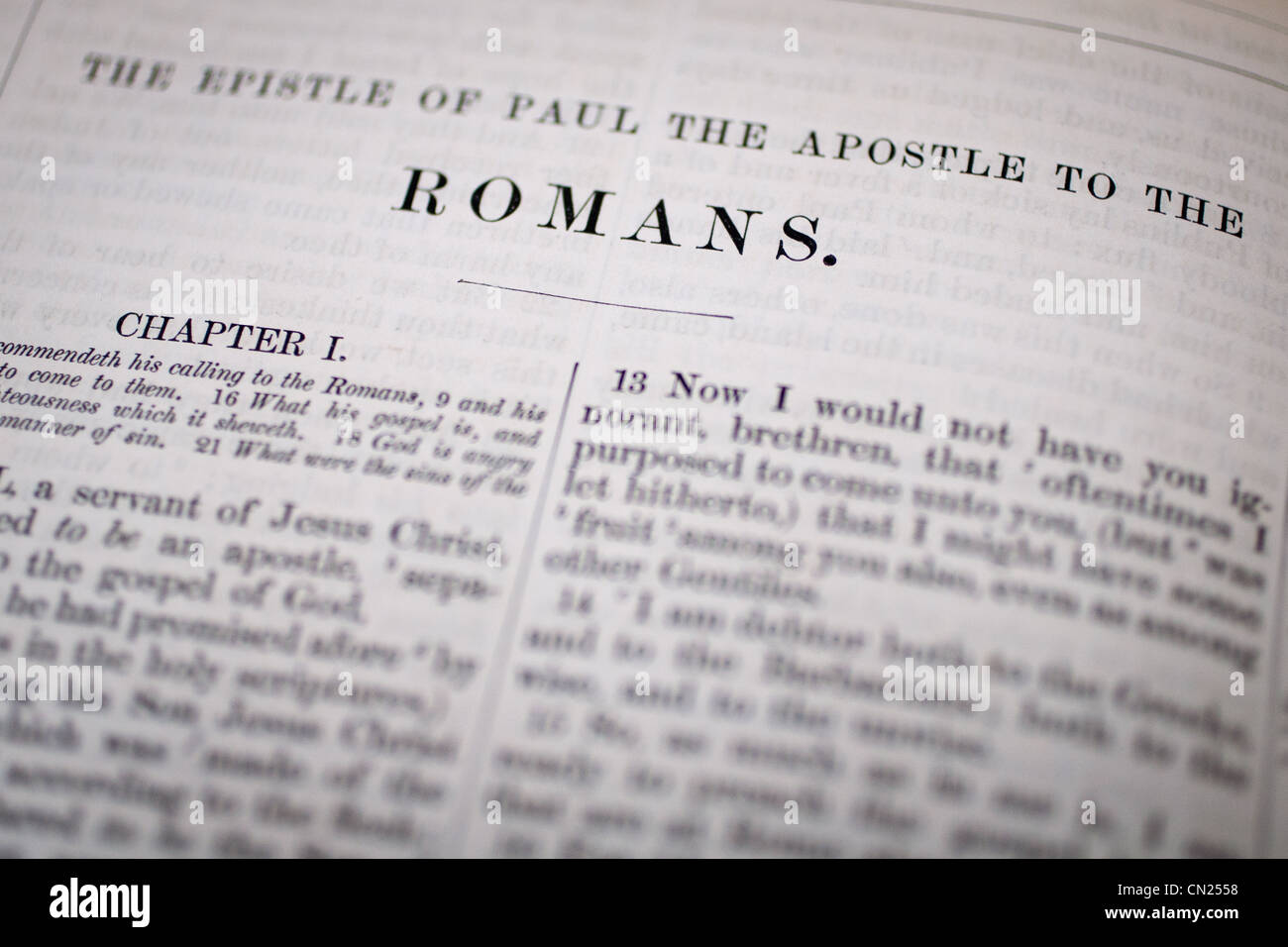 Romans Bible heading Stock Photo - Alamy