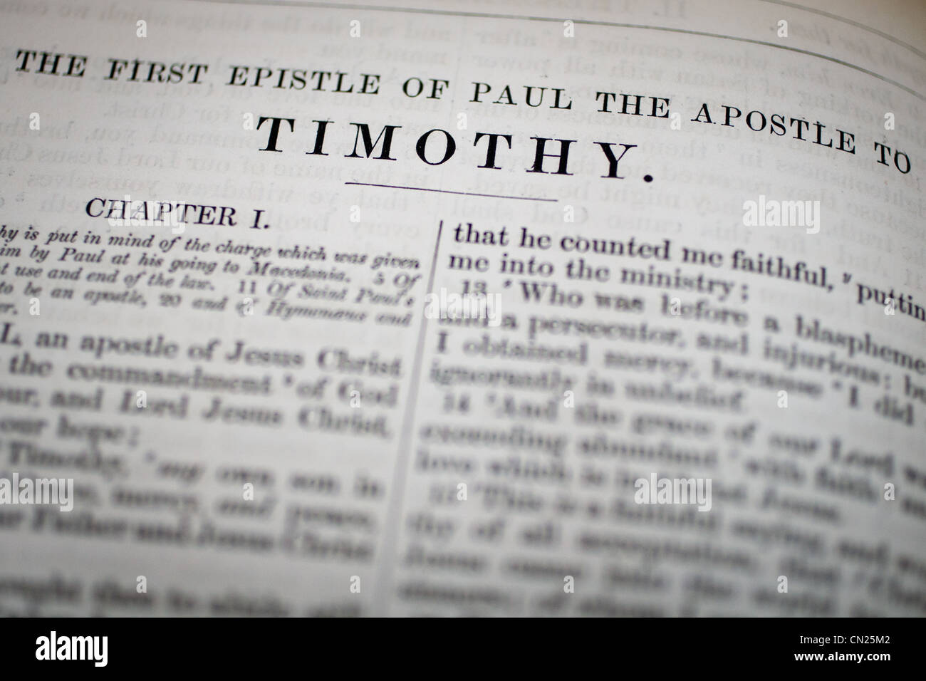 First Timothy Bible heading Stock Photo - Alamy