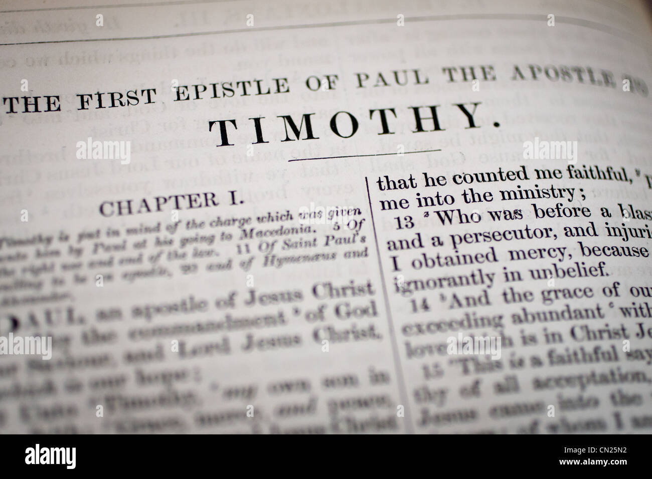 First Timothy Bible heading Stock Photo - Alamy