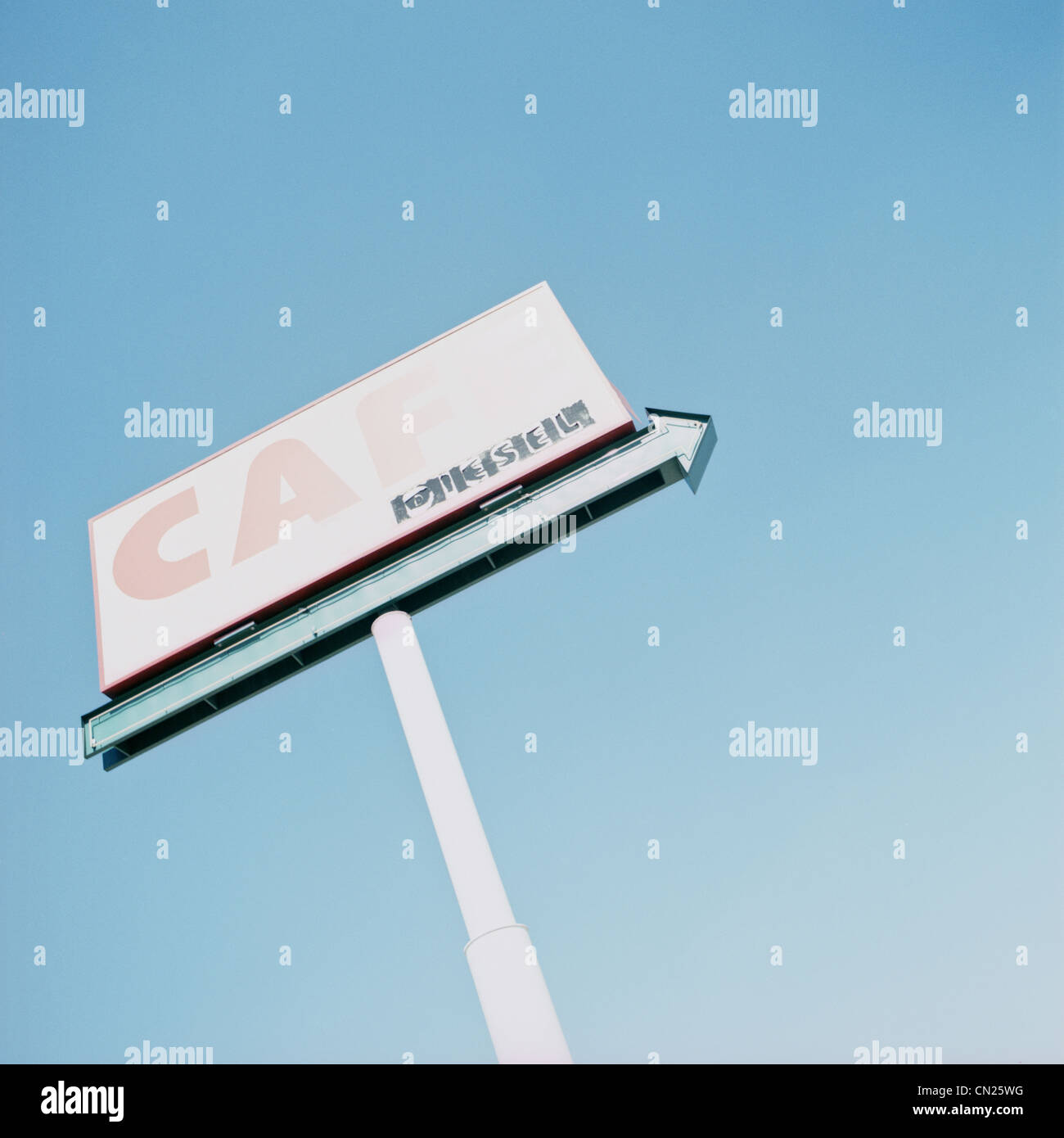 Cafe sign against blue sky Stock Photo - Alamy