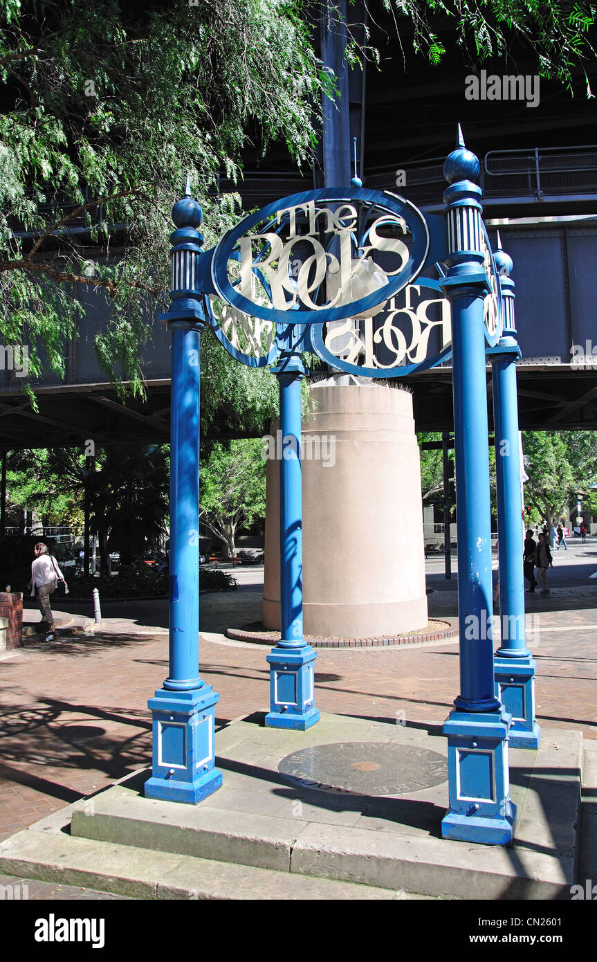 'The Rocks' historic area sign, George Street, Sydney, New South Wales ...