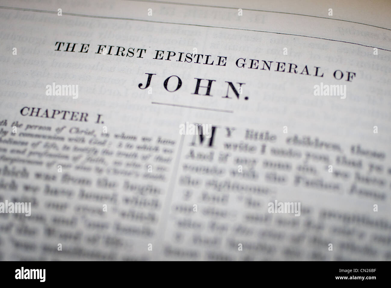 First John Bible heading Stock Photo - Alamy