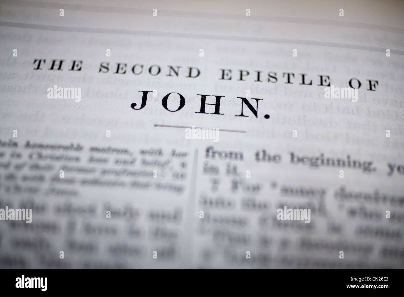 Second John Bible heading Stock Photo - Alamy