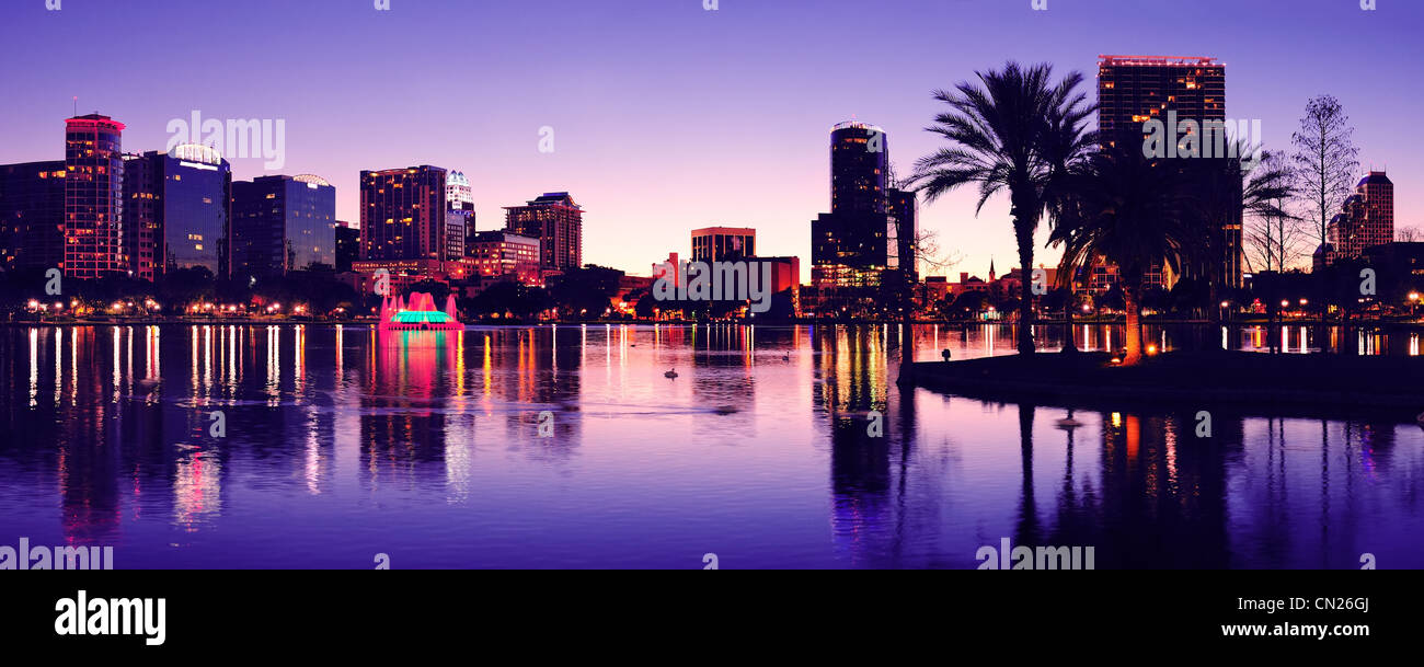 Orlando downtown skyline panorama silhouette hi-res stock photography ...