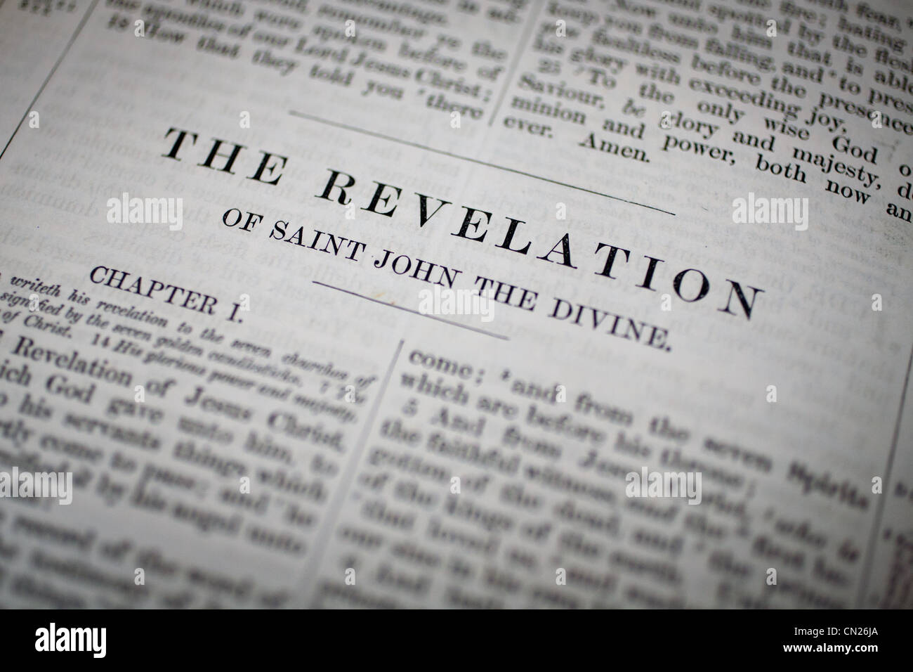 Revelation of St John the divine Bible heading Stock Photo - Alamy