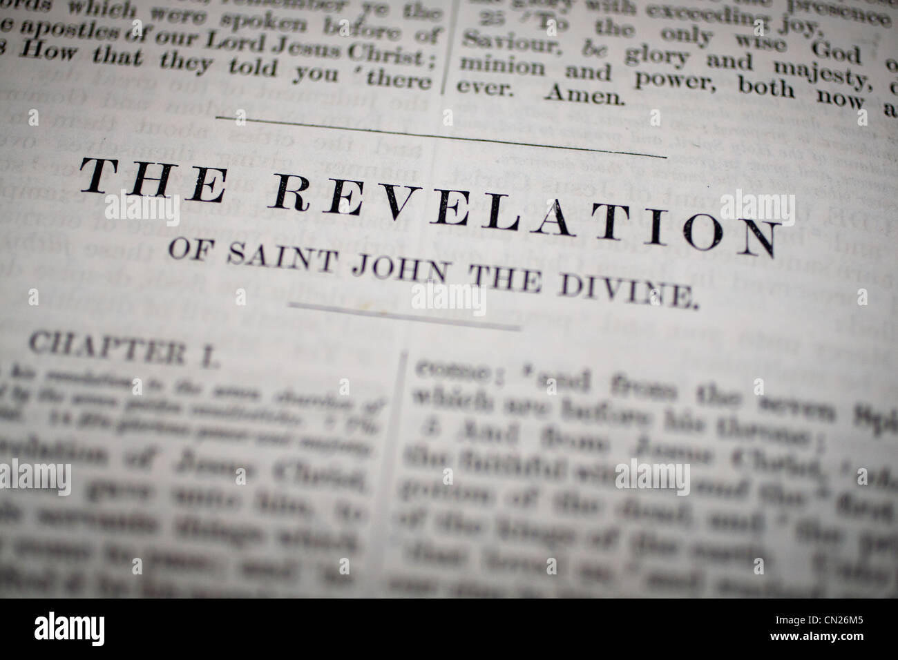 Revelation of St John the divine Bible heading Stock Photo - Alamy