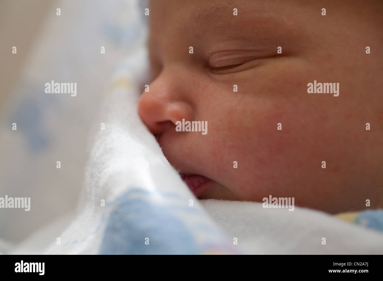 Newborn baby boy's face, close up Stock Photo - Alamy
