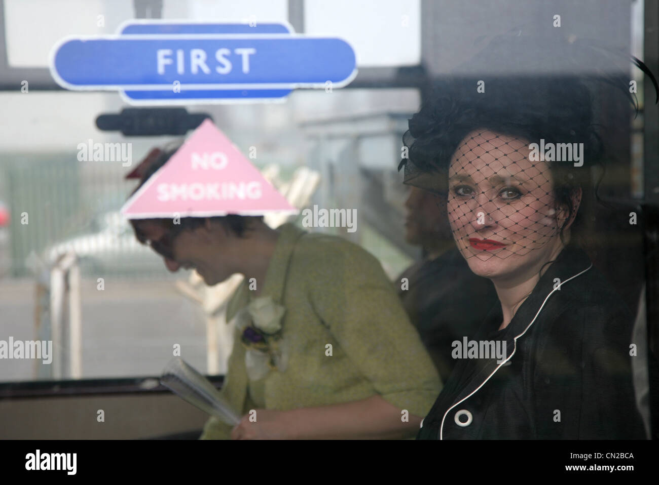 A passenger on the Wensleydale Railway, Leeming Bar Yorkshire Stock ...