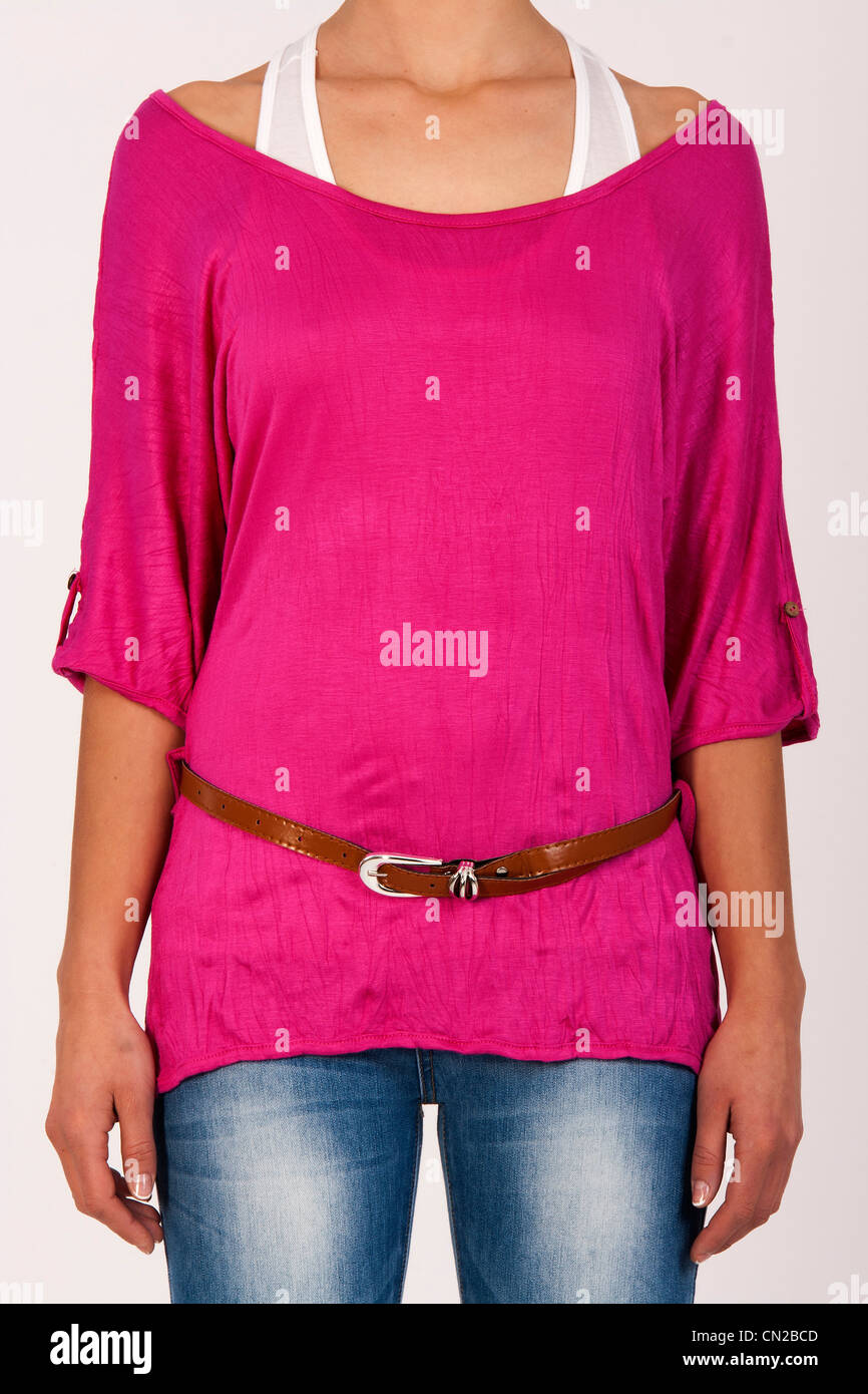 Shirt and Top with Belt Stock Photo - Alamy