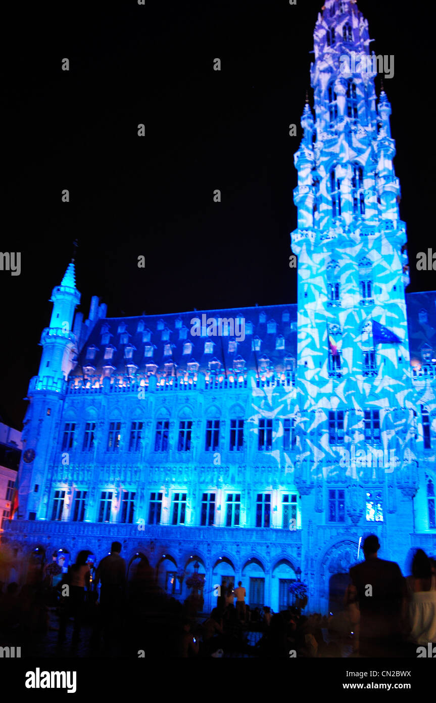 Belgium, Brussels, Grand Place Square, Light Show Stock Photo - Alamy