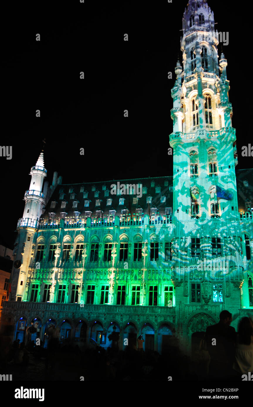 Belgium, Brussels, Grand Place Square, Light Show Stock Photo - Alamy