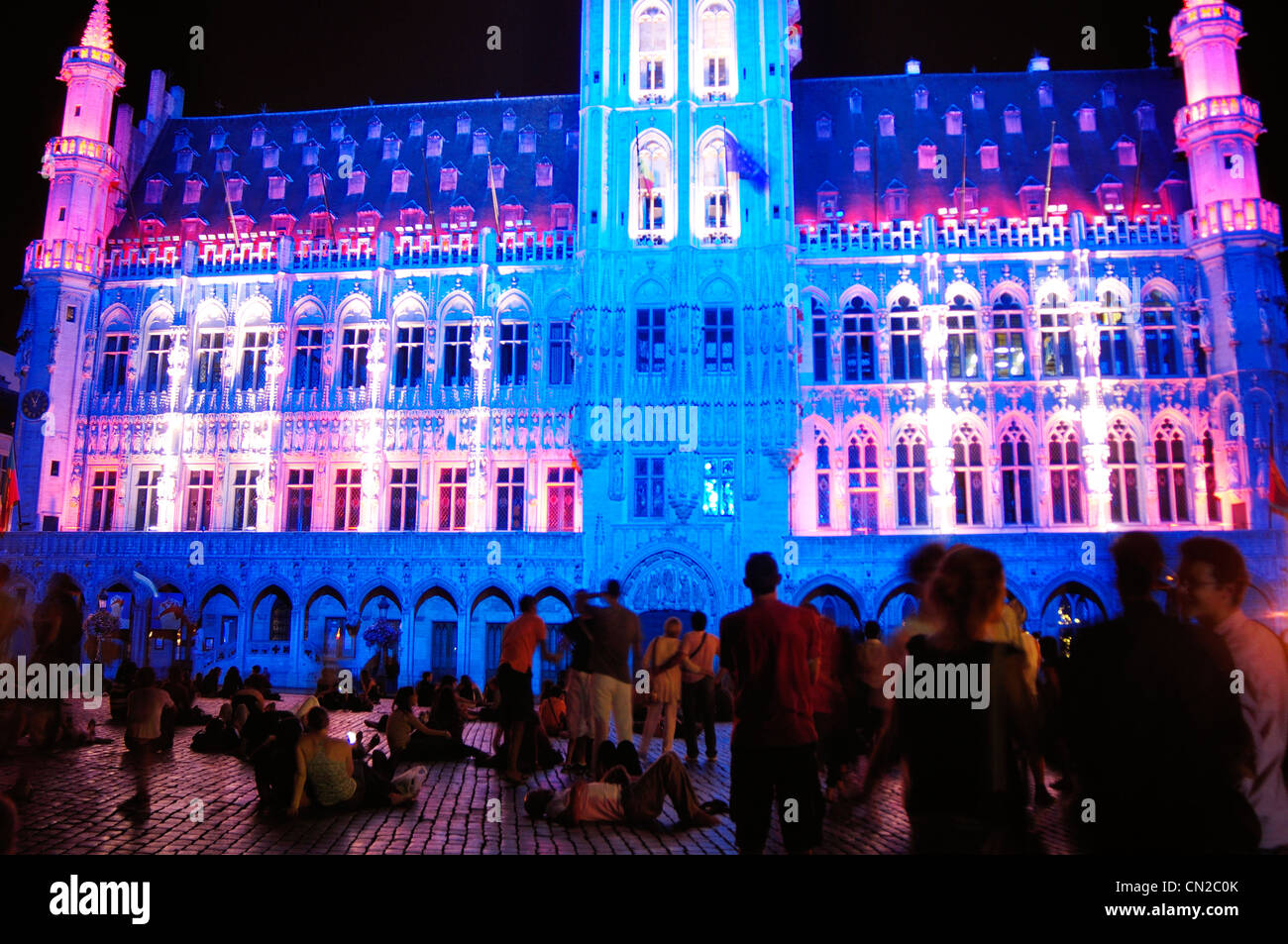 Belgium, Brussels, Grand Place Square, Light Show Stock Photo - Alamy